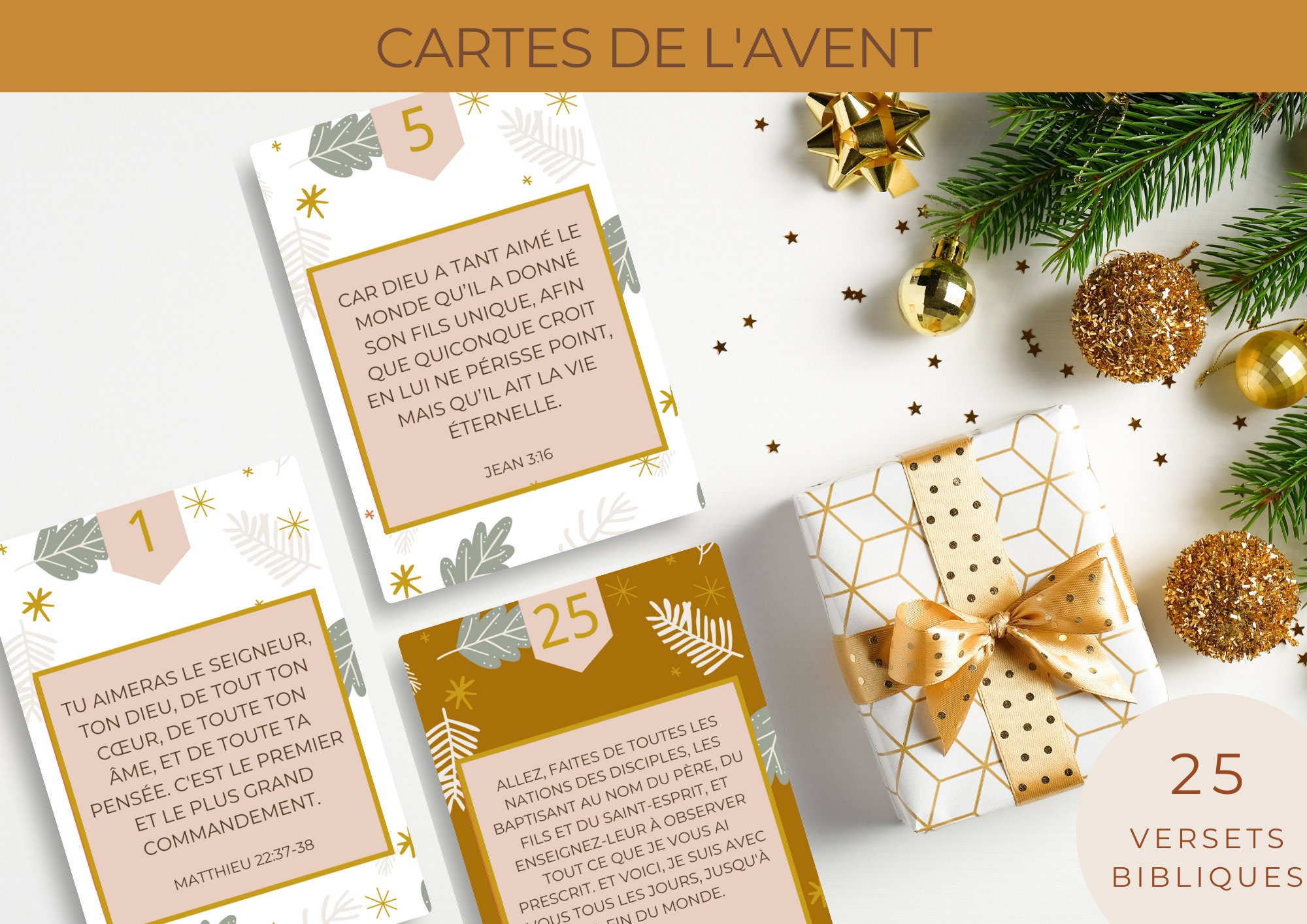 Cartes de l'Avent 2023 en francais avec versets bibliques à méditer ...